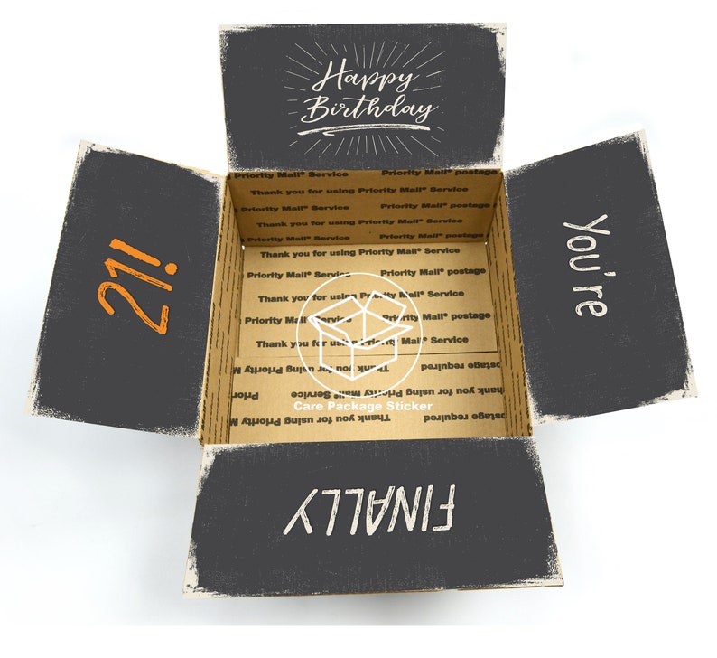 21st Birthday Box Stickers / Birthday Care Package for Him / - Etsy