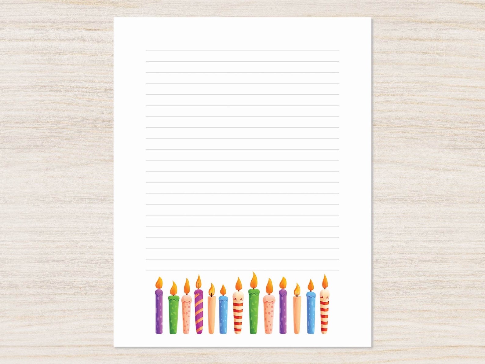 Printable Birthday Stationery Template / Note A4 A5 8.5 X 11 Letter ...