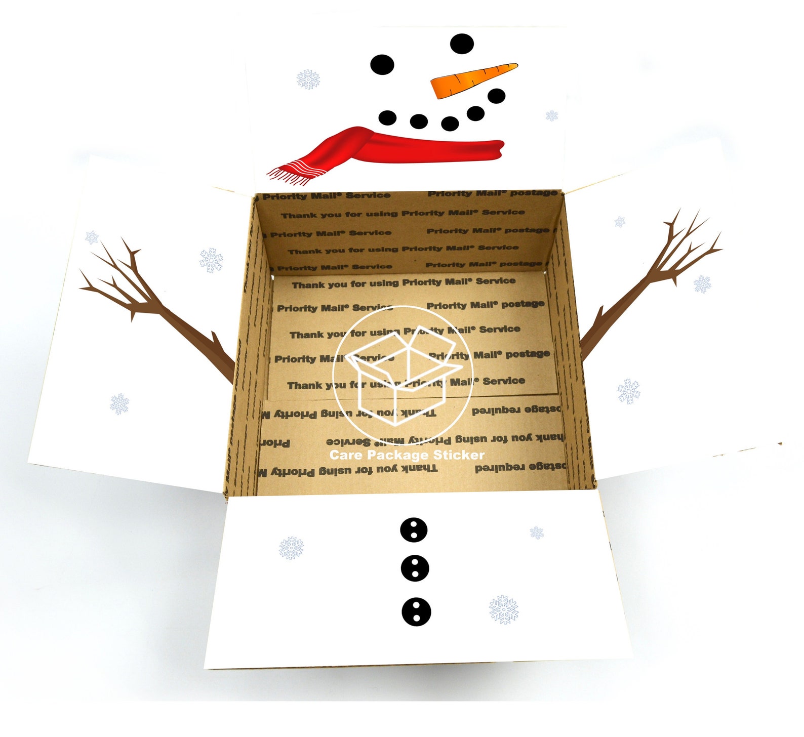 Christmas Care Package Stickers / Snowman Shipping Gift Box / Winter ...