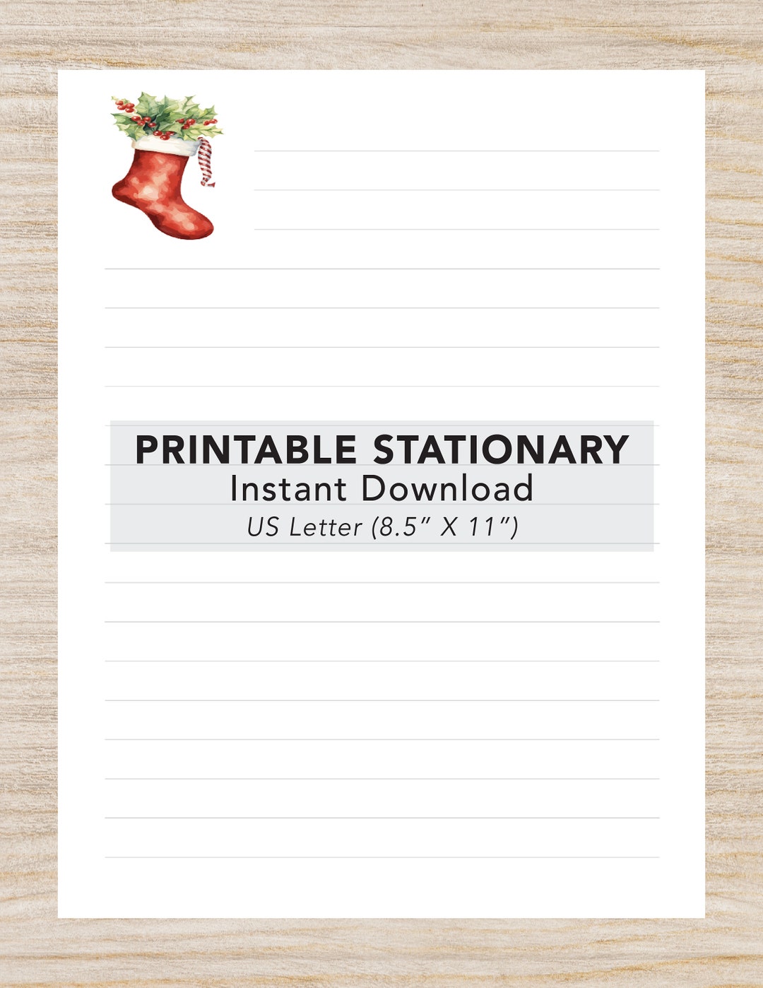 Christmas Stocking Stationery Printable Template / Letter Note Paper 8. ...