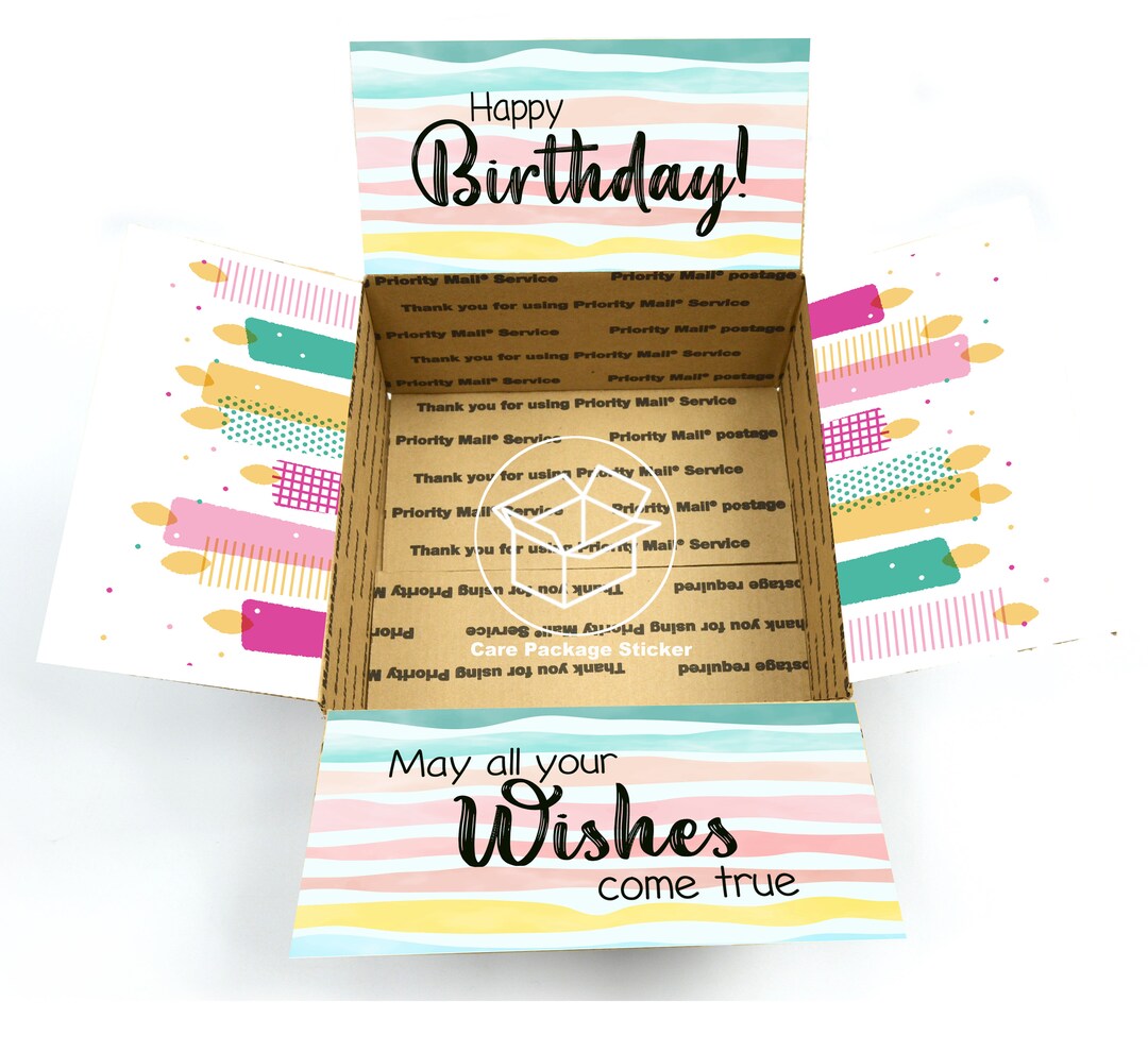 Birthday Care Package Box Flap Stickers Kit / Shipping Gift Decoration ...