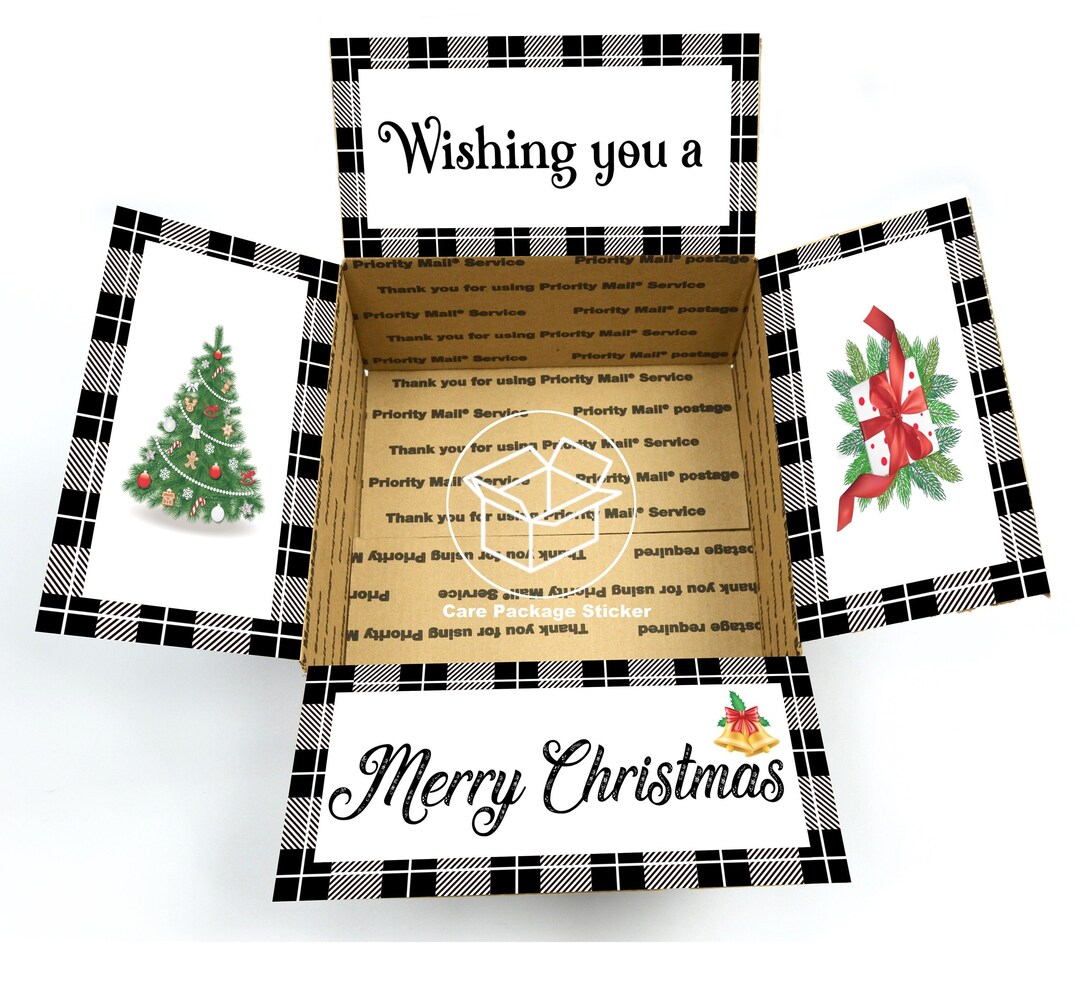 Christmas Care Package Stickers / Christmaas Box Flap Stickers / Long ...