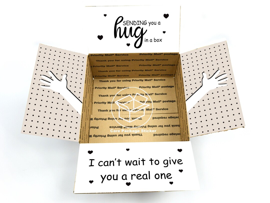 Hug in a Box Care Package Stickers / Long Distance Get Well Hospital ...