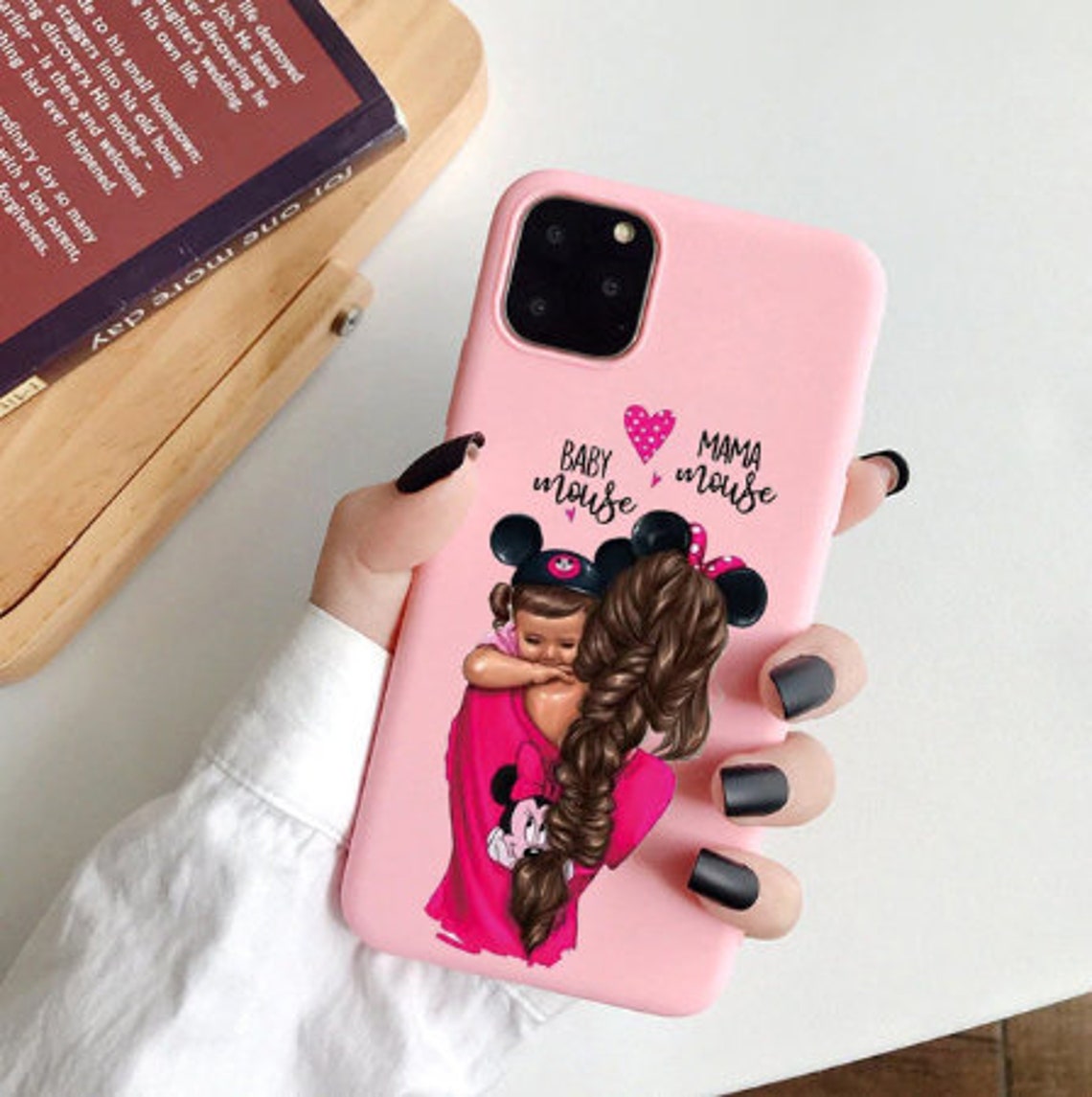 IPhone 11 Pink Soft Silicone Case Mama Mouse and Baby Mouse - Etsy