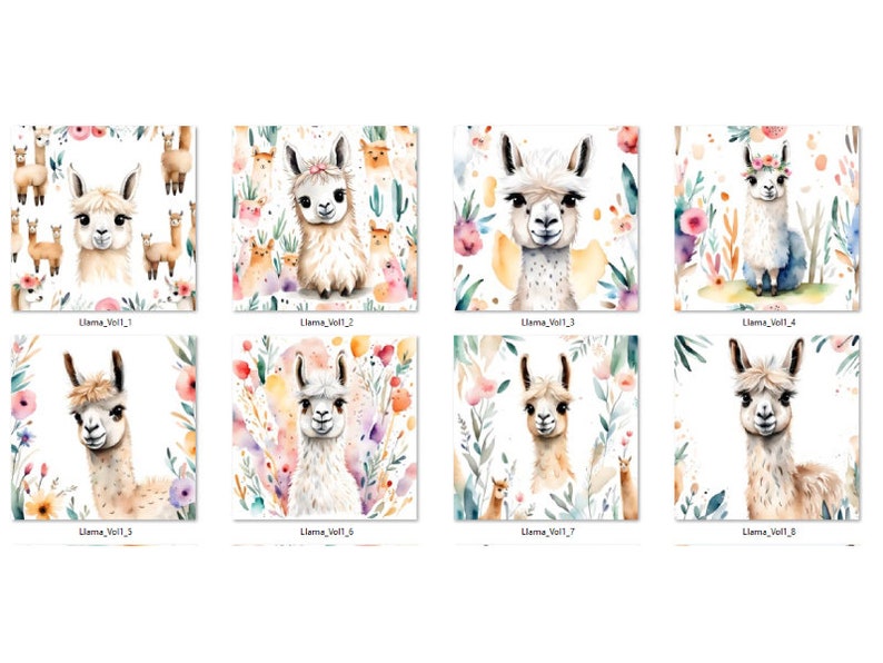 15 Adorable Llama Watercolor Digital Illustrations - Whimsical Charm in ...