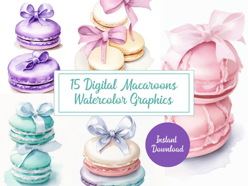 15 Delicious Macarons Digital Watercolor Illustrations - Sweet Artistry ...