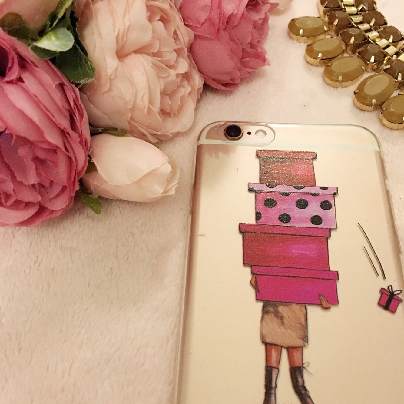 IPhone 6/6s caja de silicona suave clara Moda Shopaholic Girl - Etsy España