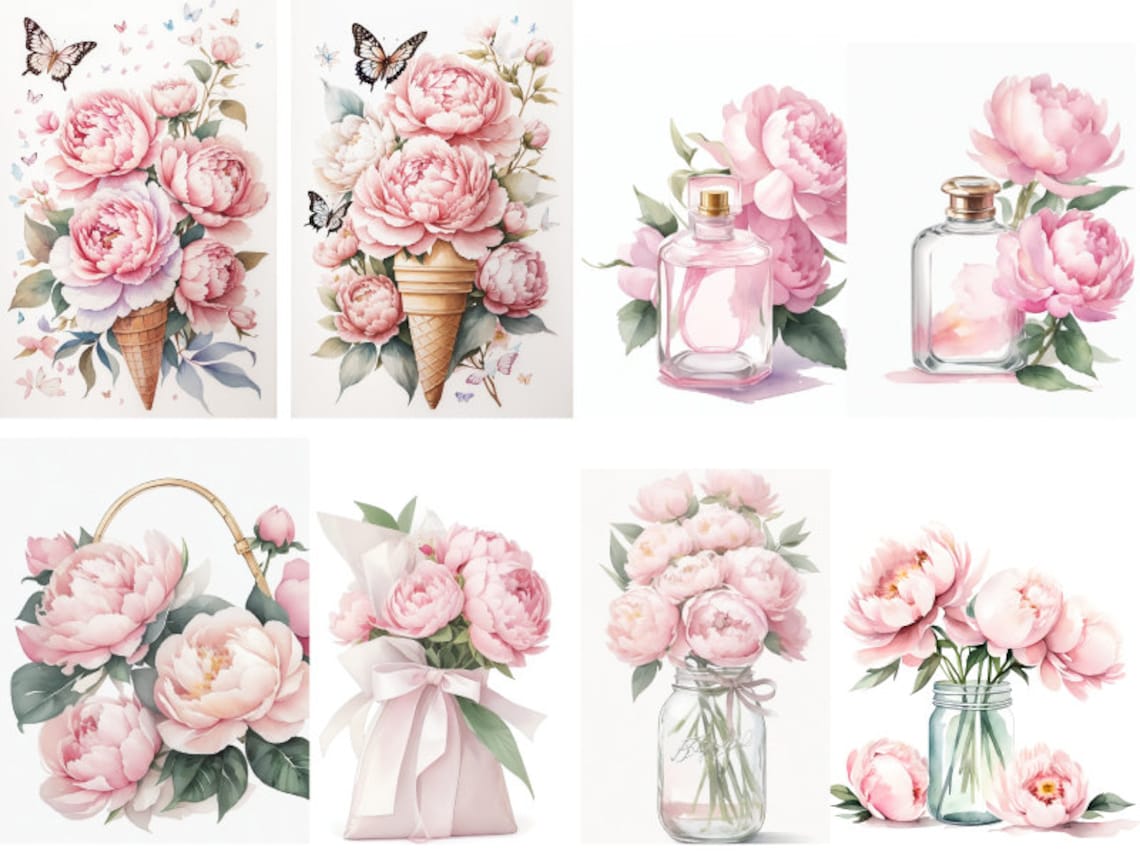 50 Digital Pink Watercolor Graphics - Instant Download for Creative ...