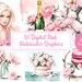 50 Digital Pink Watercolor Graphics - Instant Download for Creative ...