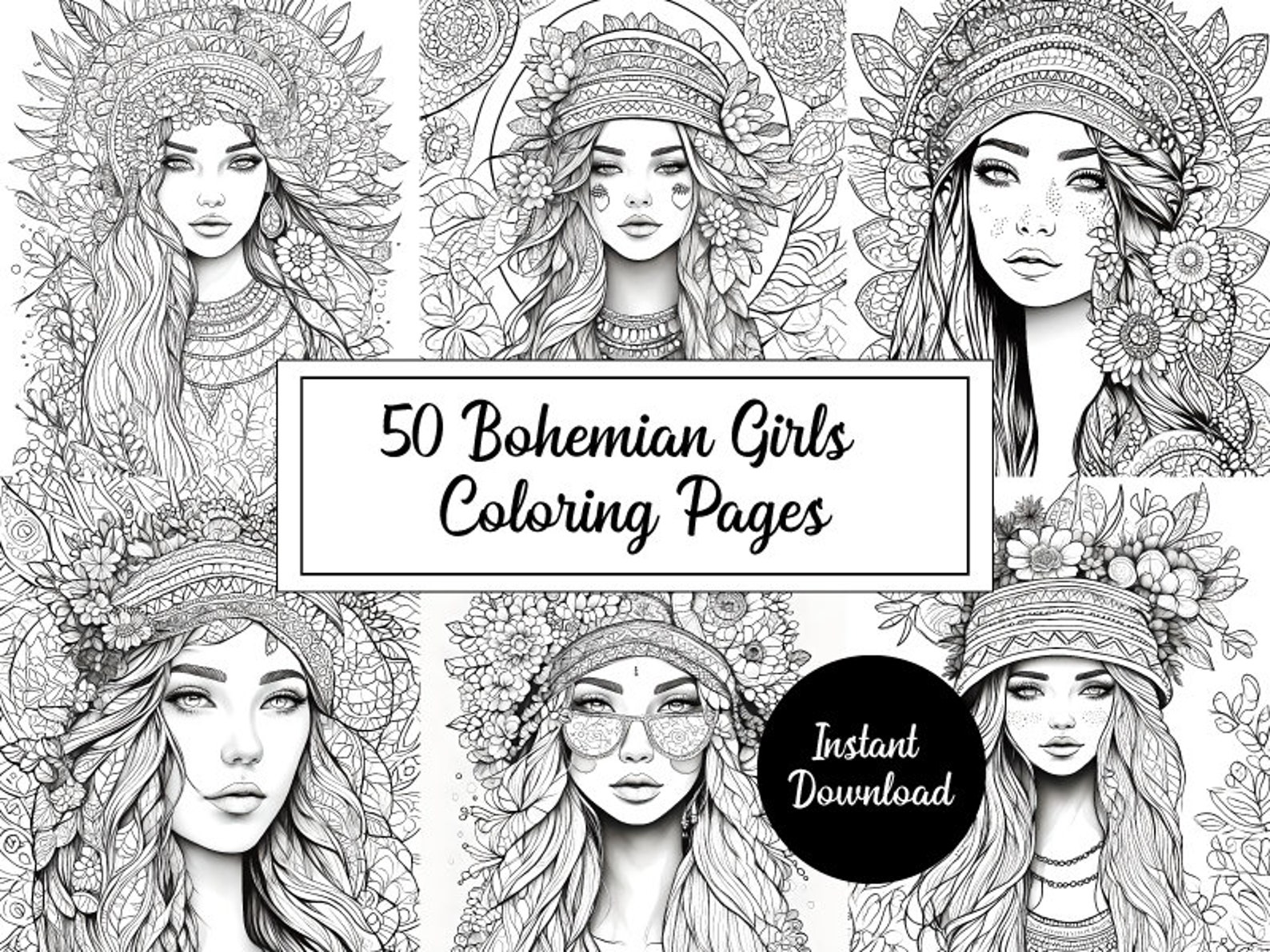 50 Pages Boho Girl Coloring Pages Embrace Your Inner Free Spirit With ...