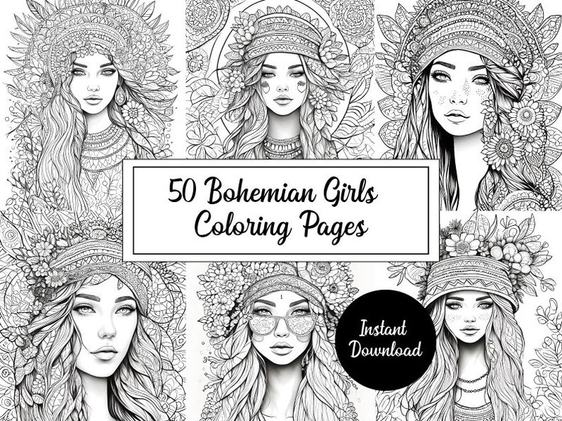 50 Pages Boho Girl Coloring Pages - Embrace Your Inner Free Spirit With ...