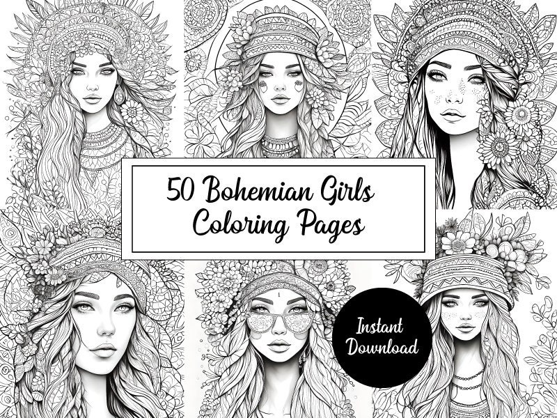 50 Pages Boho Girl Coloring Pages - Embrace Your Inner Free Spirit With ...