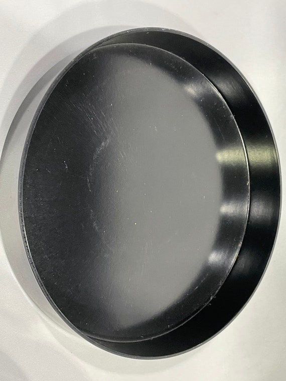 Japanese Black Plastic Round Trinket Box with Gold Co… - Gem