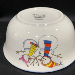 Christmas Swirl, Hand Painted Snowman Bowl, Bowl With Blue Swirled ...