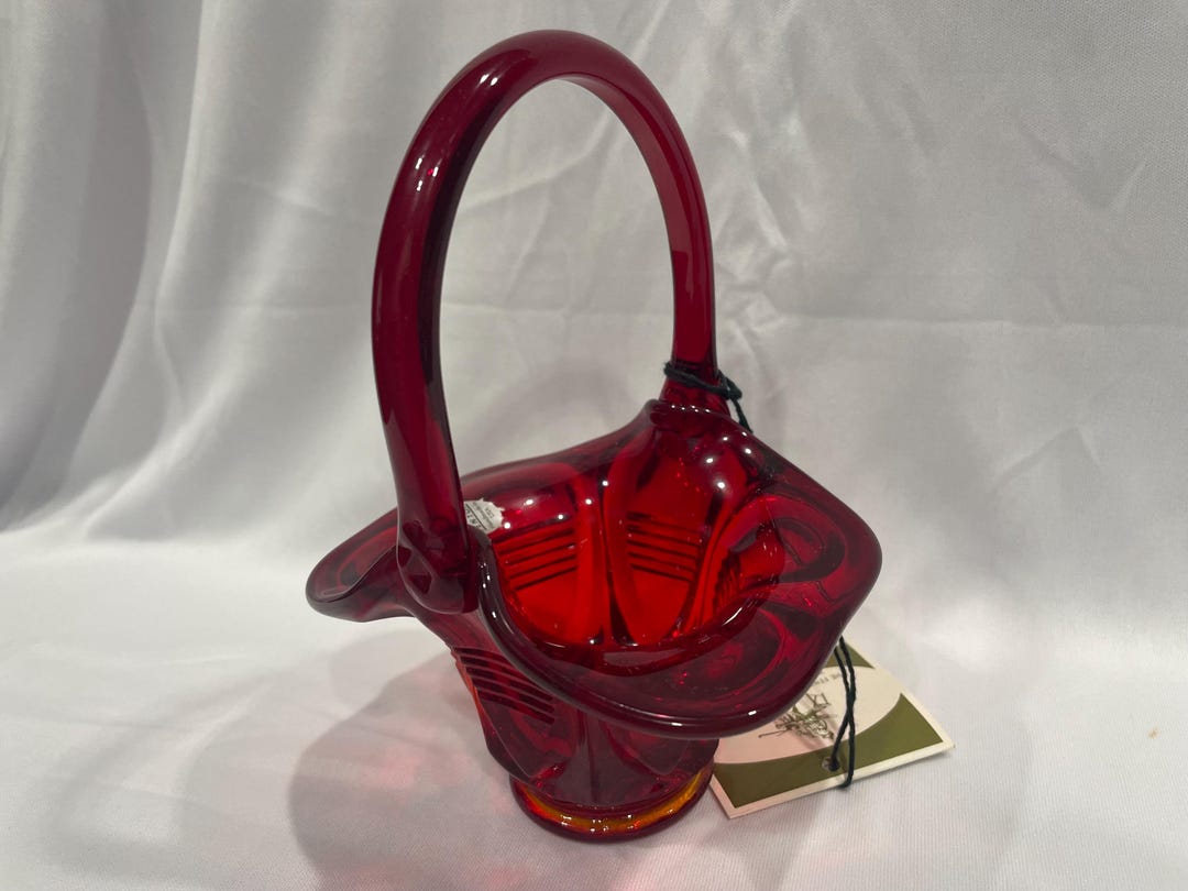 Fenton Ruby Red Amberina Mini Basket, Tiny Red Amberina Basket - Etsy