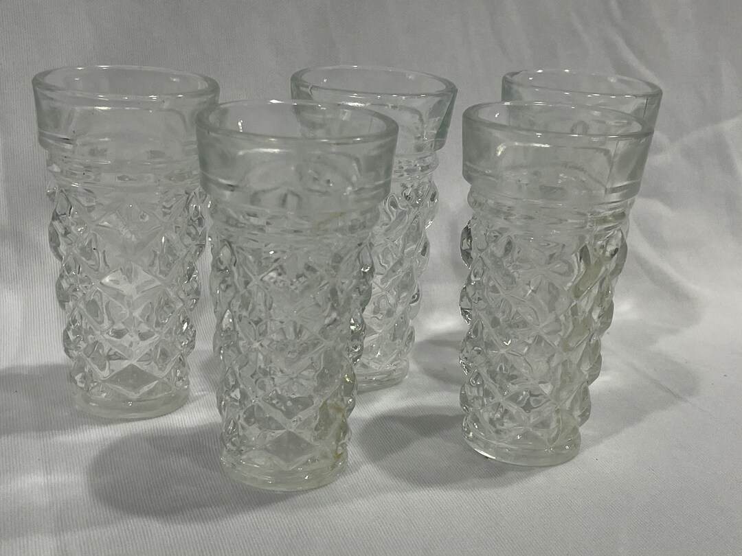 Diamond Point Shot Glasses, Clear Textured Shot Glasses, Tall Shot ...
