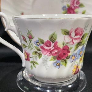H&M Royal Sutherland Fine Bone China, Floral Spray Cup and Saucer, Made ...