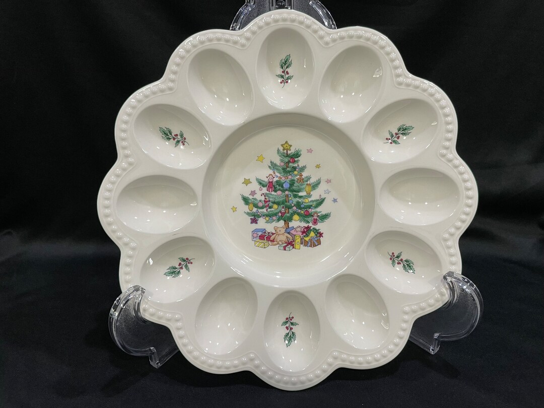 Nikko, Happy Holidays, Devilled Egg Plate, 12 Egg Plate, Holiday Decor, Holiday Serving Piece - Etsy