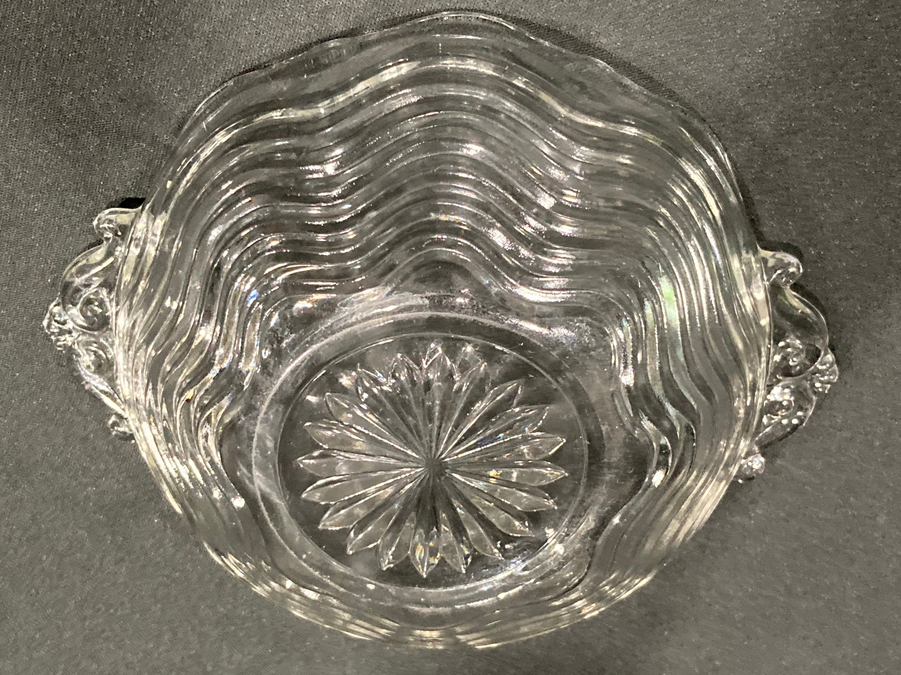 Ribbed Clear Glass Art Deco Style Bowl Etsy