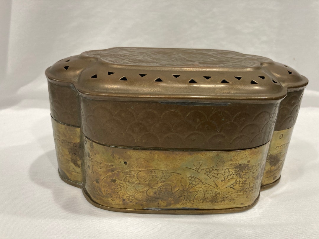 Hammered Brass Hinged Candy/trinket Box - Etsy