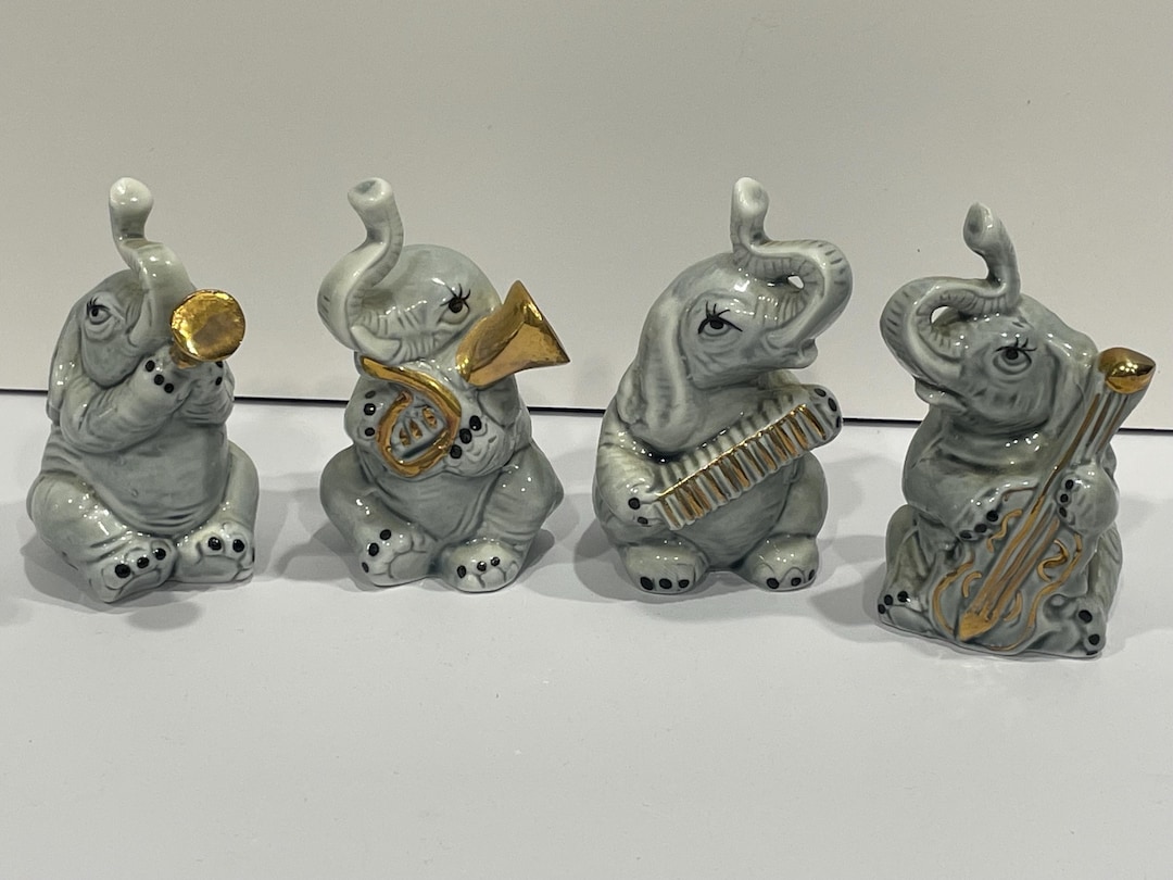 Vintage Elephant Band Figurines, Musical Quartet - Etsy