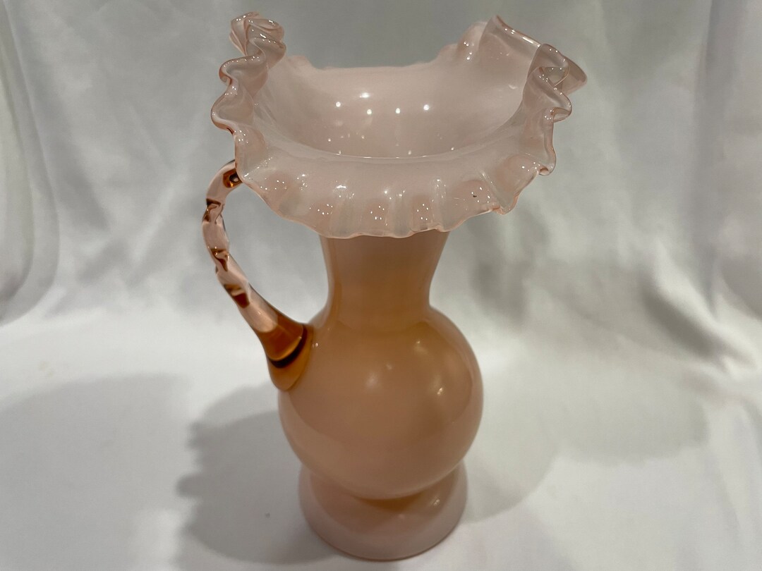 Fenton Double Crimped Pink Pitcher, Crimpted Handle Fenton Pitcher ...