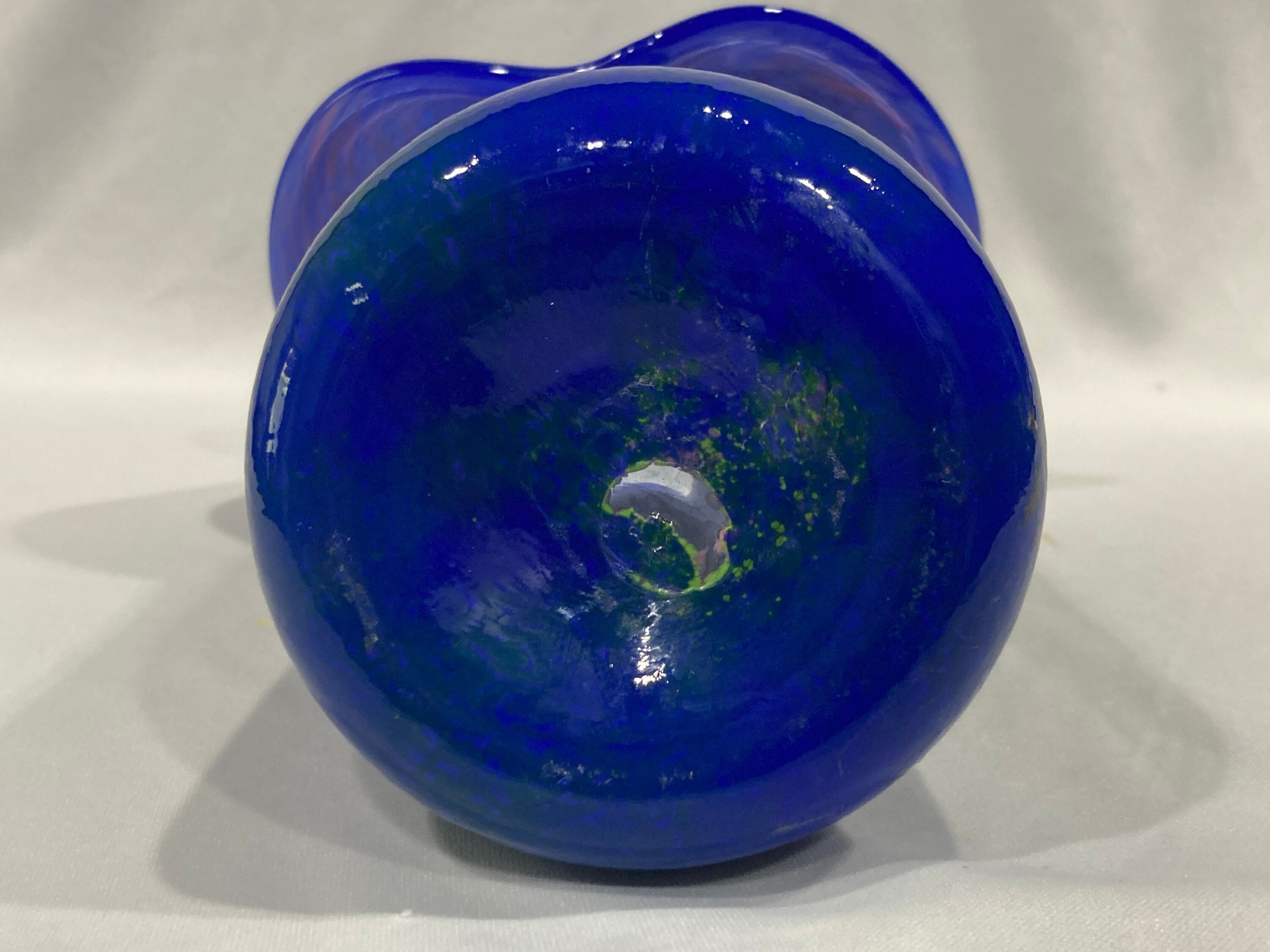 Hand Blown Glass Vase Bright Blue Glass With Chartruese Green - Etsy