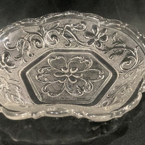 Indiana Glass Daisy Pattern, Hexagonal Pressed Glass Candy Bowl ...
