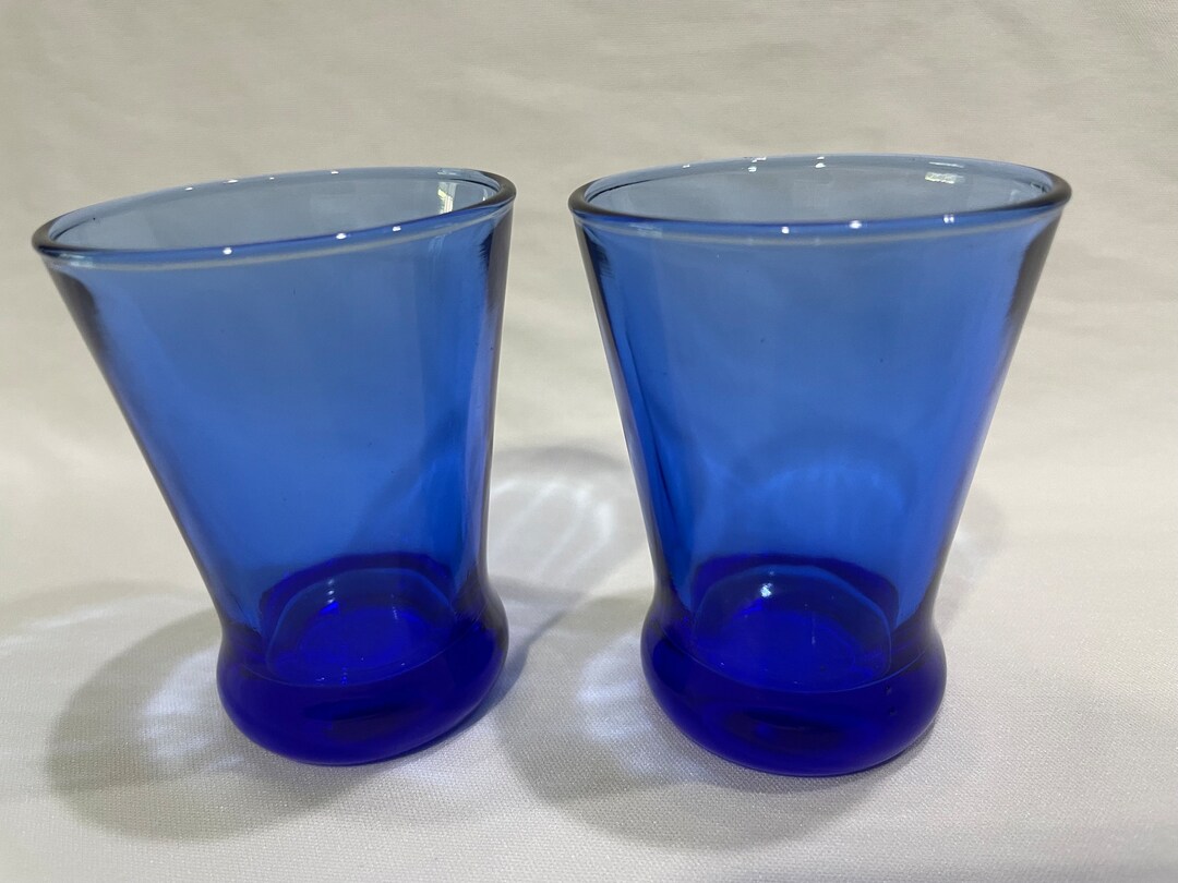 Cobalt Blue Juice Glass, Blue Shot Glass, 4 Oz Cobalt Glasses- Set of 2 ...