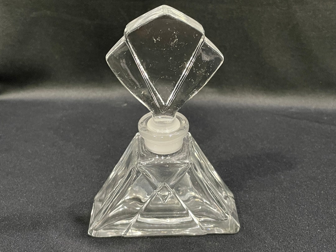 Art Deco Inspired Pyramid Shaped Stopper Perfume Bottle, Dresser Ware ...