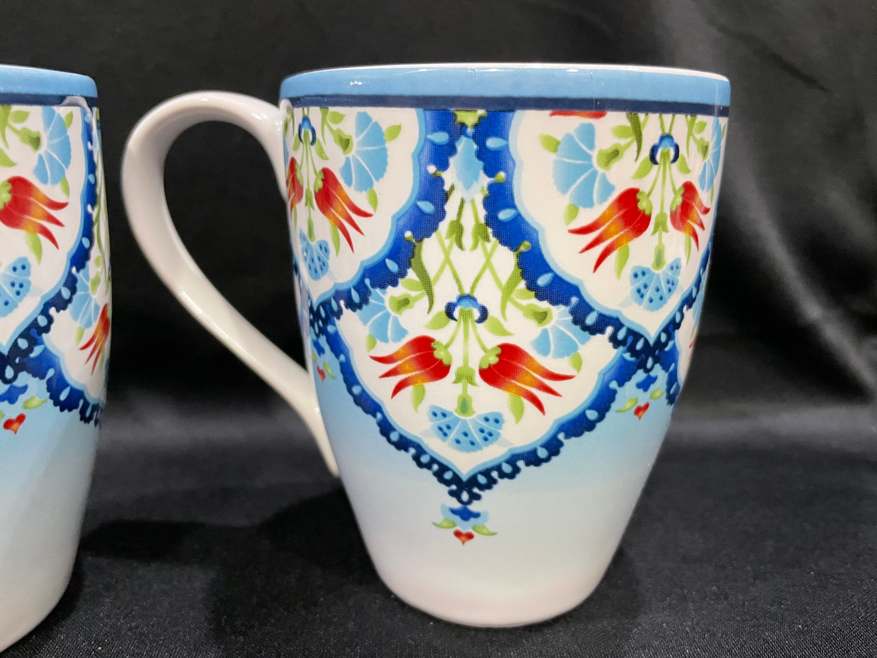 222 Fifth Pottery Tunisia Mug Mosiac Pattern Coffee Mug - Etsy
