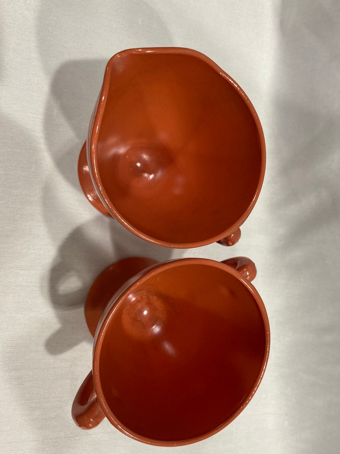 Vintage Hazel Atlas Ovide Platonite Rust Colored Creamer and - Etsy