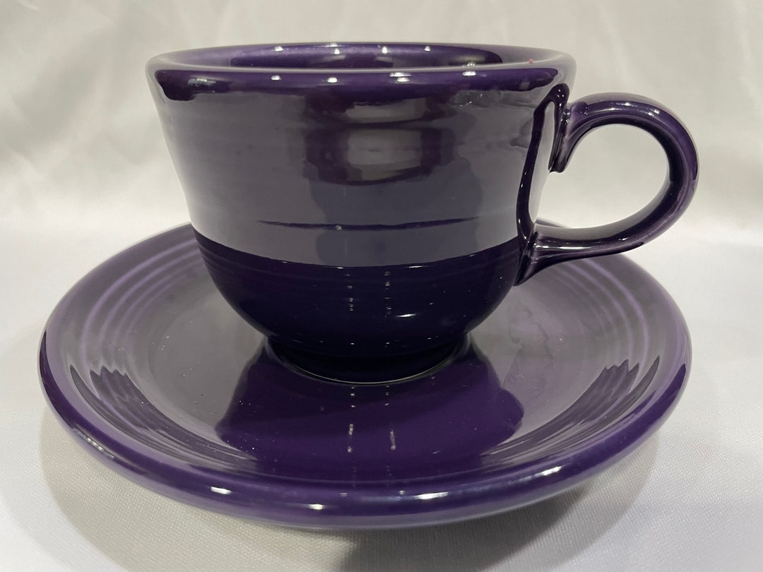 Fiesta Ware Plum Cup and Saucer, Bright Colored Cup and Saucer, Tea ...