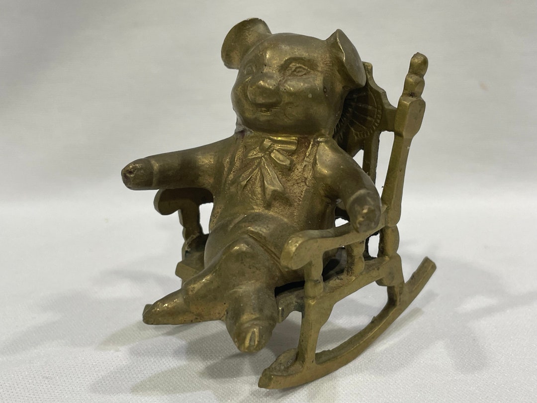 Brass Pig in a Rocking Chair, Pig Rocking, Rocking Pig - Etsy