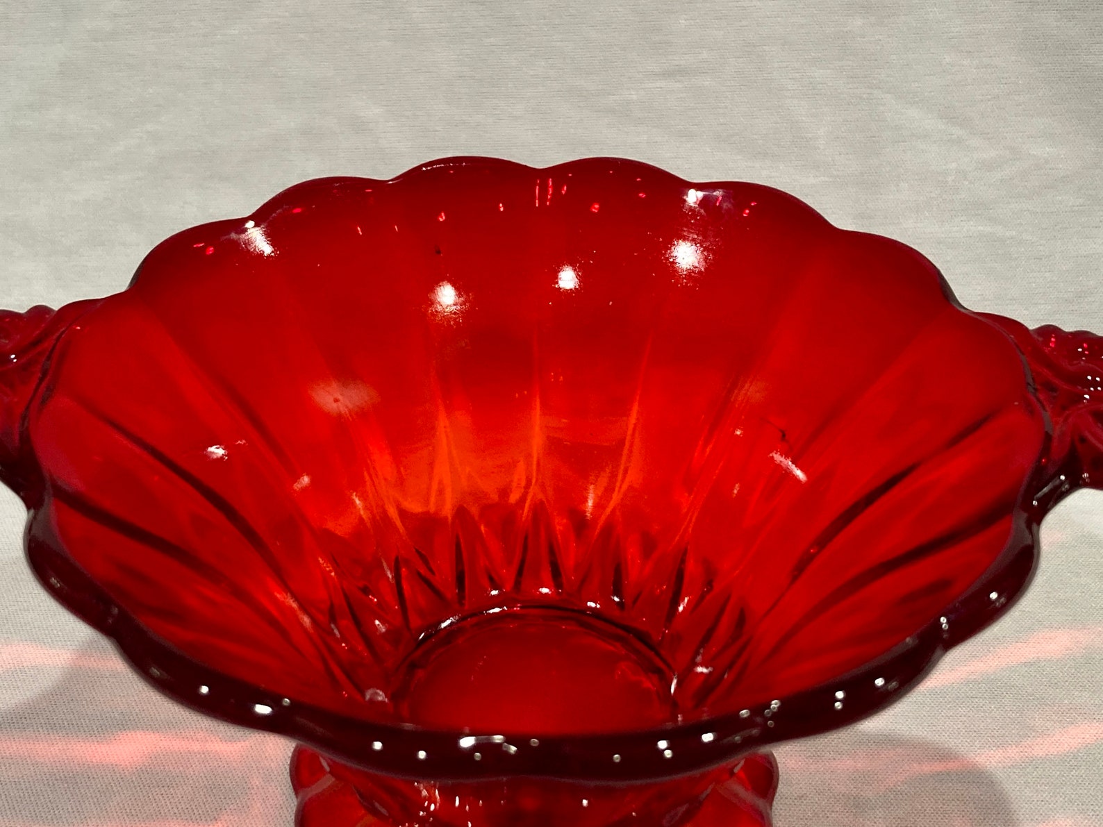 Imperial Glass Co. Red Footed Amberina Bowl with Handles | Etsy