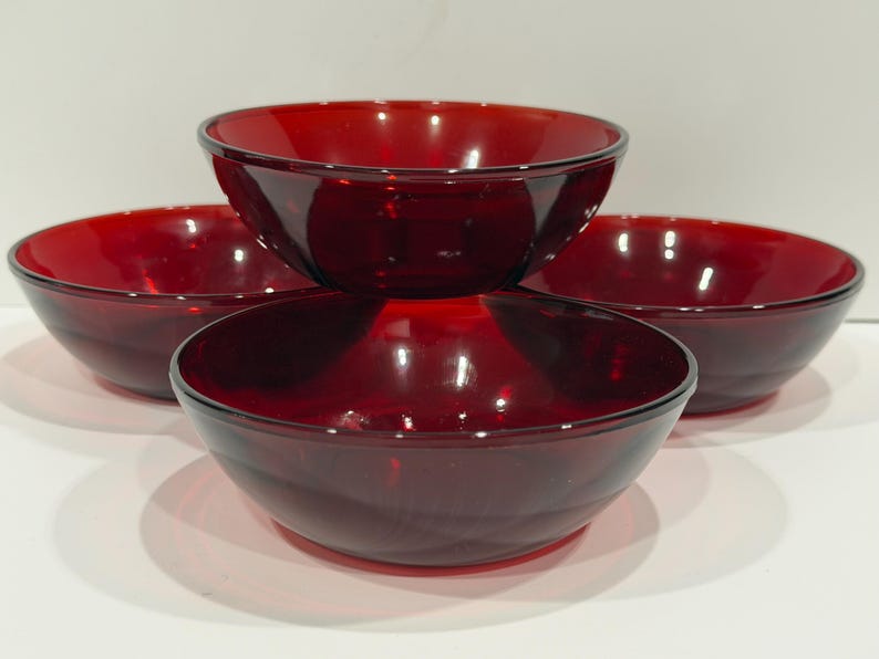 Anchor Hocking Royal Ruby Red Footed Dessert Bowls - Set of 4 - Etsy