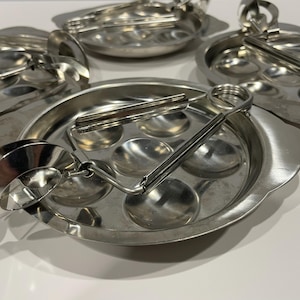 American Metal Crafting Escargot Tray and Tongs, Snail Trays and ...