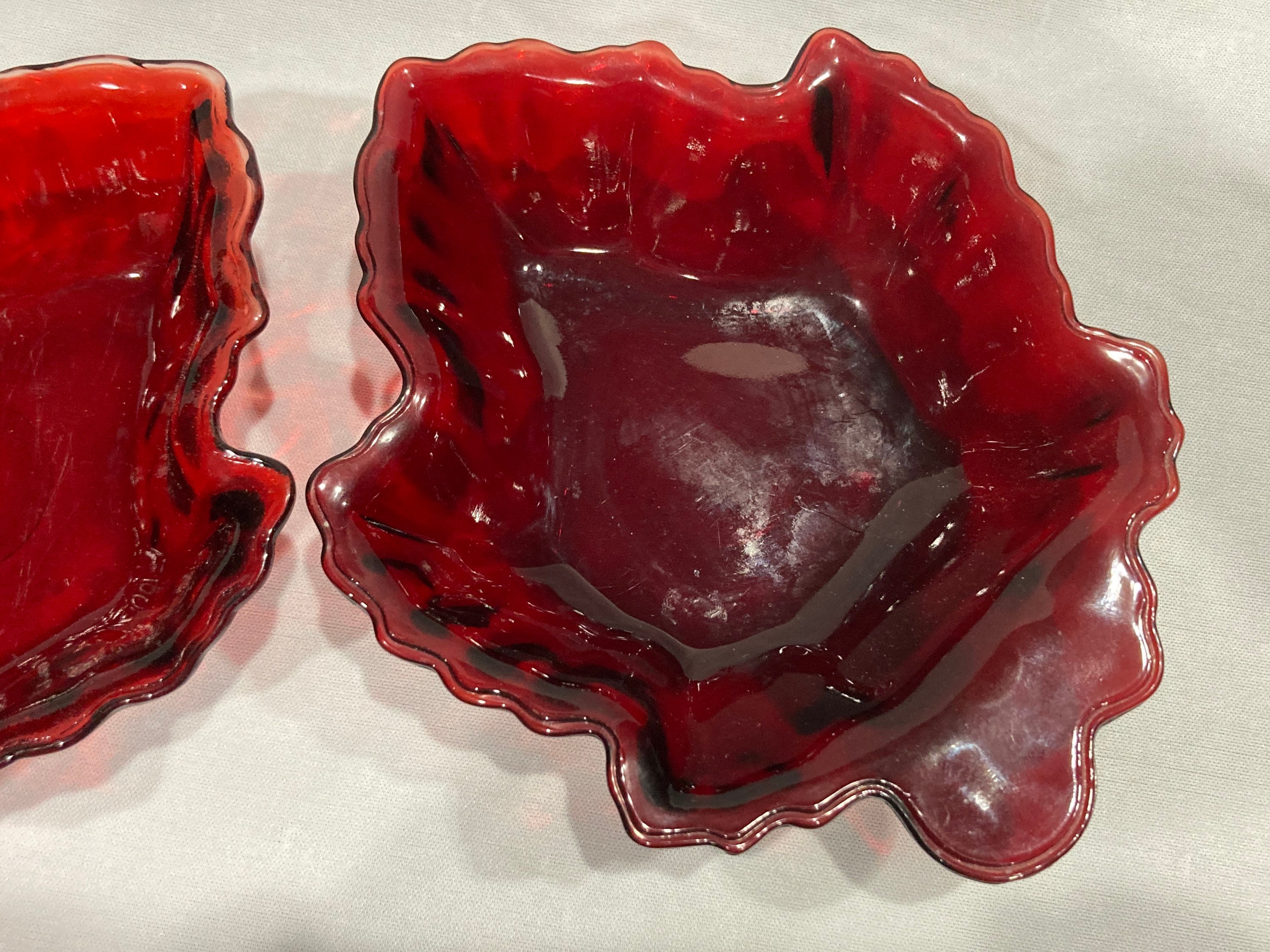 Anchor Hocking Ruby Red Maple Leaf Shaped Dishes Set of 2 - Etsy