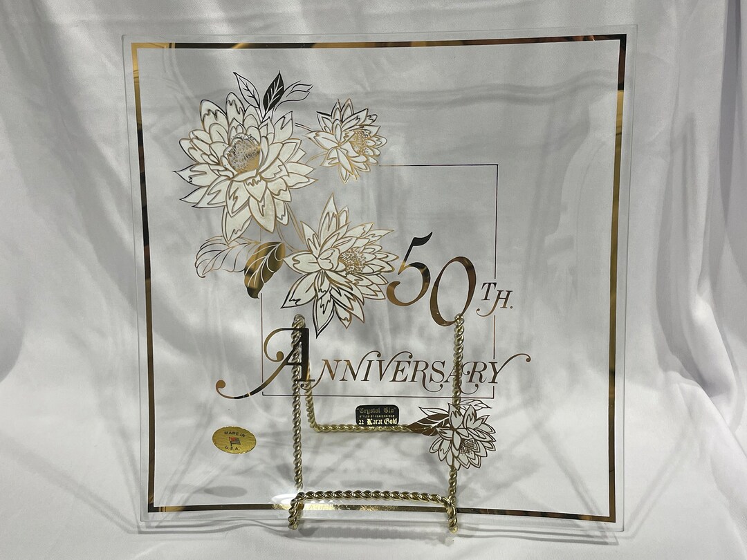 Heavenridge Crystal Glo 50th Anniversary Square Glass Plate, Wedding ...