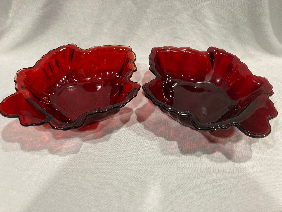 Anchor Hocking Ruby Red, Maple Leaf Shaped Dishes - Set of 2 - Etsy