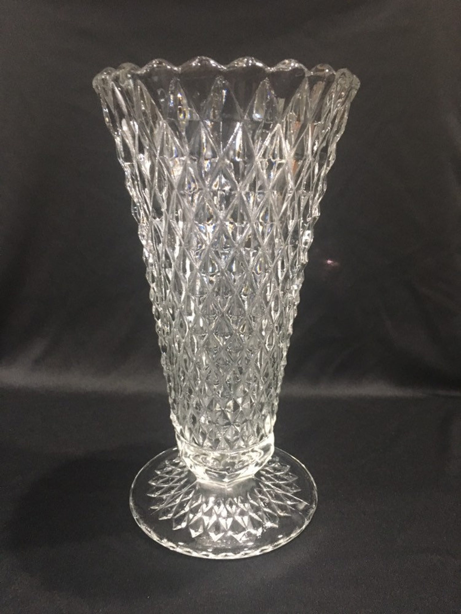 Indiana Glass Diamond Point 8 Vase | Etsy