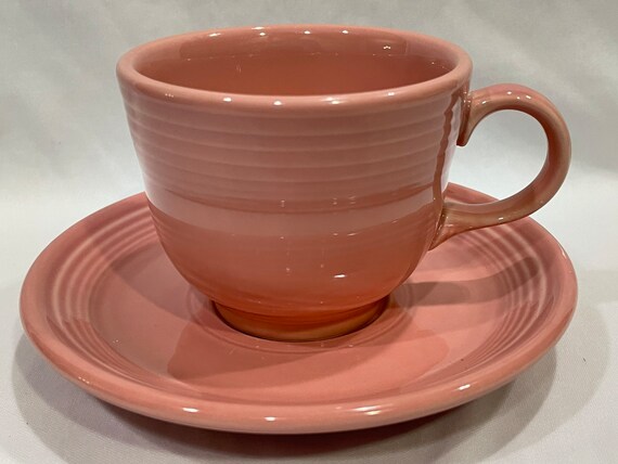 Fiesta Ware Pink Rose Cup and Saucer Bright Colored Cup and - Etsy