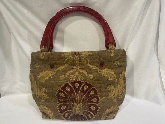 Brocade Handbag with Plastic Handles, Brocade Purse, … - Gem