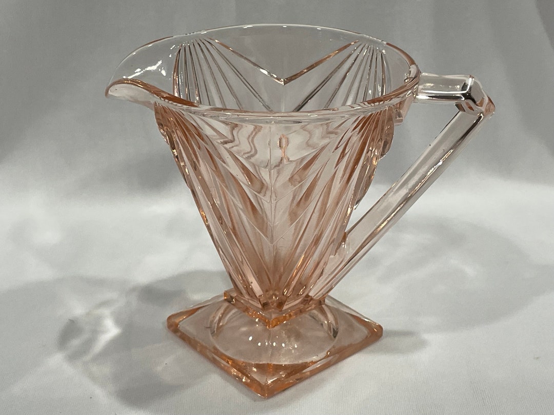 Indiana Glass, Pink Pyramid Depression Glass Creamer, Pink Pressed ...