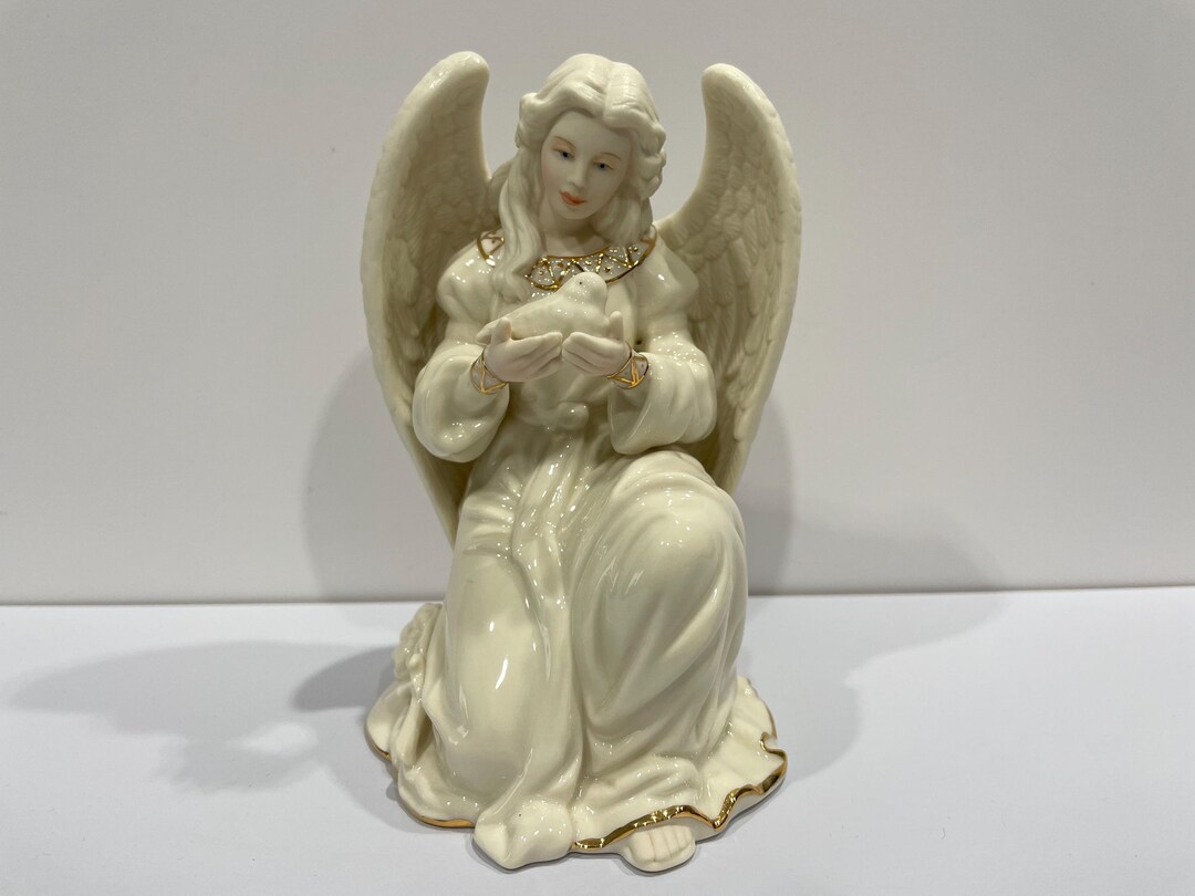 Lenox Angel Vision, Peace Kneeling Angel Figurine, Angel Holding Dove ...