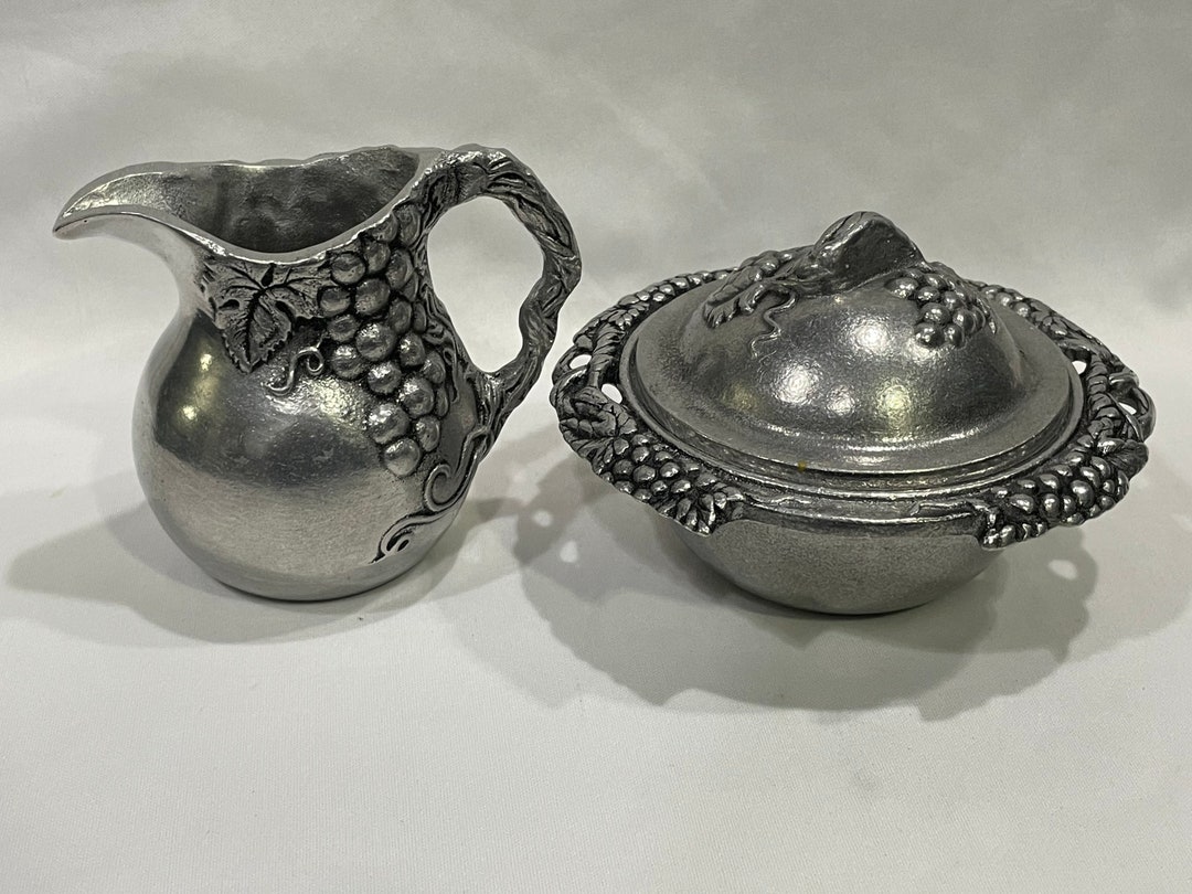 Carson Pewter Vineyard Sugar and Creamer, Pewter Sugar and Creamer ...