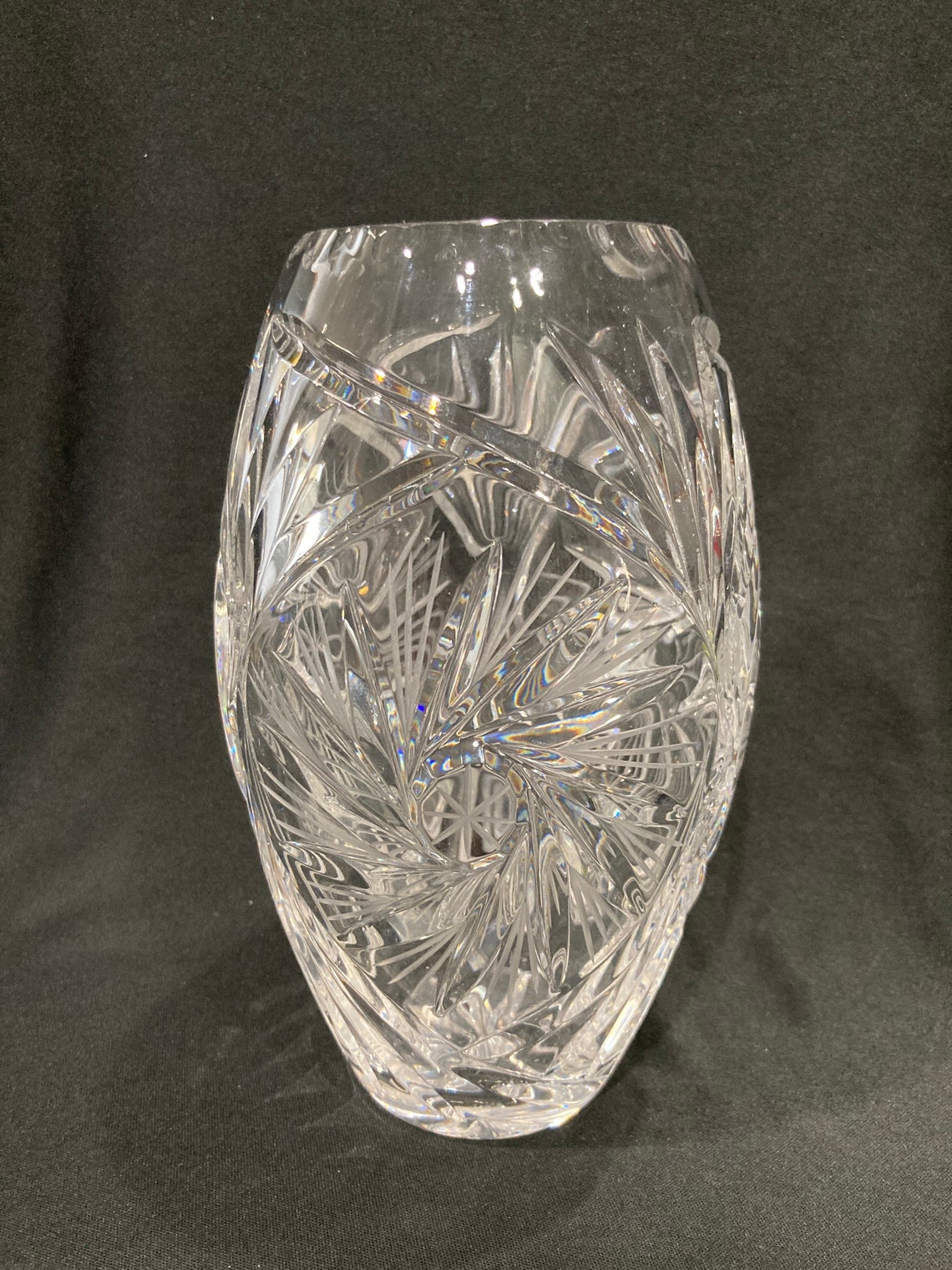 Pinwheel Cut Crystal Flower Vase Fine Crystal Glassware - Etsy