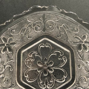 Indiana Glass Daisy Pattern, Hexagonal Pressed Glass Candy Bowl ...