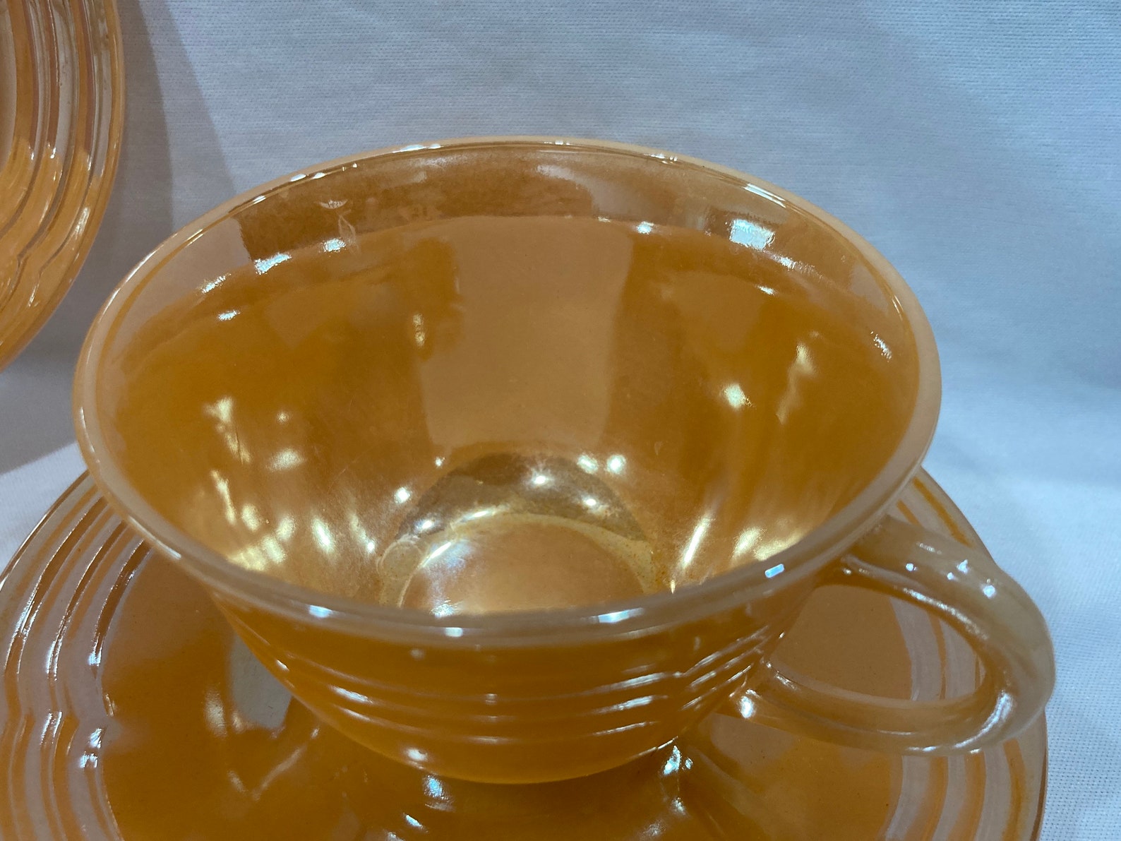 Fire King, Royal Peach Lustre Teacup and Saucer - Set of 2 - Etsy