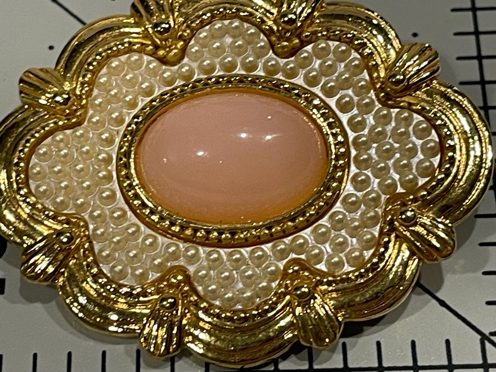 Avon Victorian Spring Brooch, Goldtone, Seed Pearls, Pink Stone - Etsy
